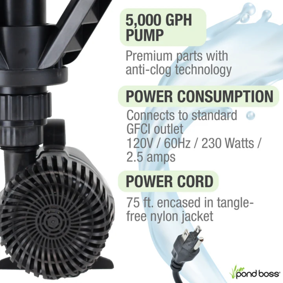 Pond Boss 1/2 HP Floating Fountain With Lights – Pondscape