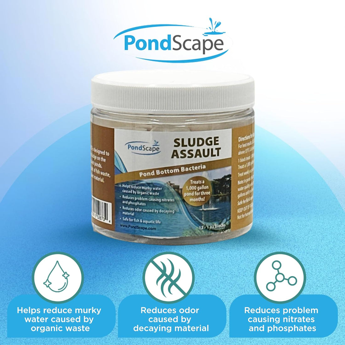 PondScape SLUDGE ASSAULT - Beneficial Bacteria Blocks for Pond Muck ...